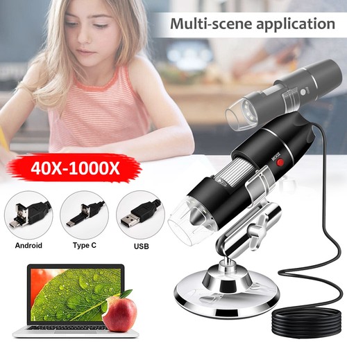 40X 1000X Microscope 8 LED Camera Magnifier USB Digital for Android Mac ...