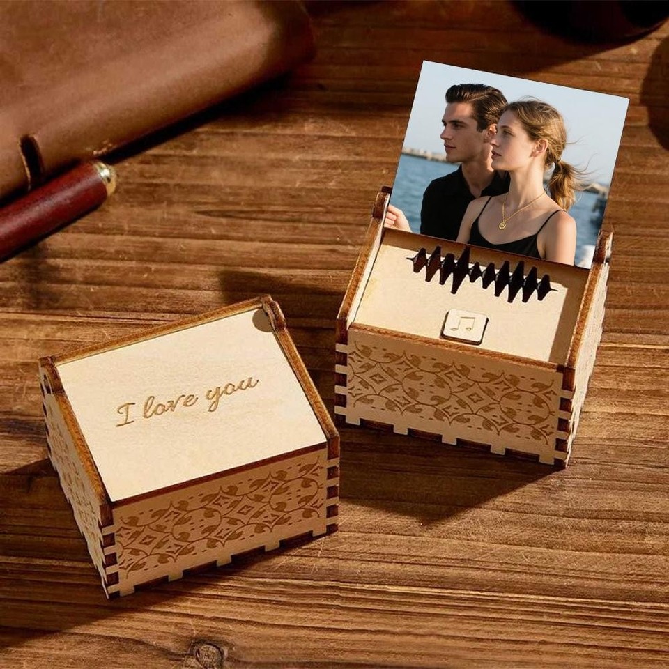 Personalized Digital Music Box – Custom Wooden Photo Music Box with ...