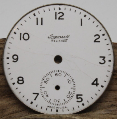 INGERSOLL RELIANCE PORCELAIN POCKET WATCH DIAL ARABIC INDICES 42.7mm ...