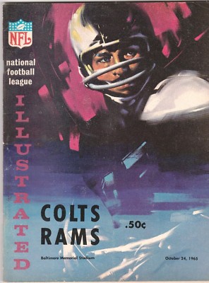 1965 NFL PROGRAM LOS ANGELES RAMS BALTIMORE COLTS UNITAS MOORE MACKEY ...