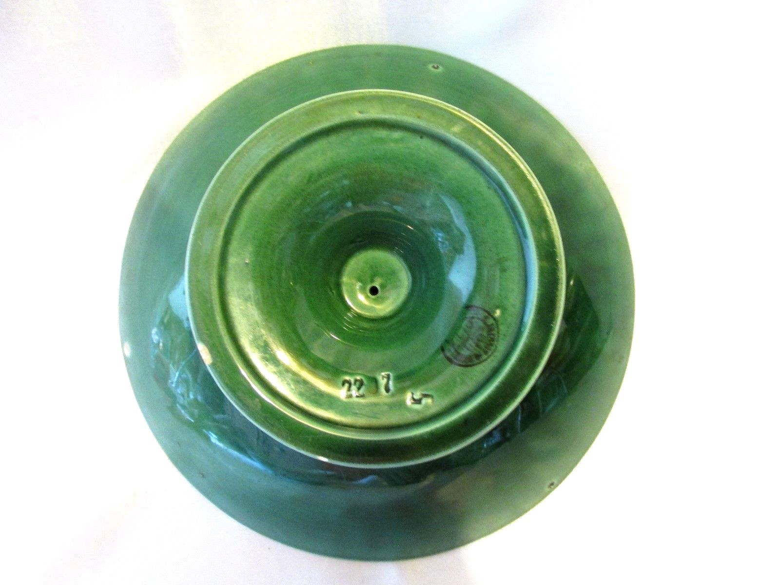 LDBC GERMANY MAJOLICA HIBISCUS GREEN FOOTED COMPOTE COMPORT ZELL BADEN ...