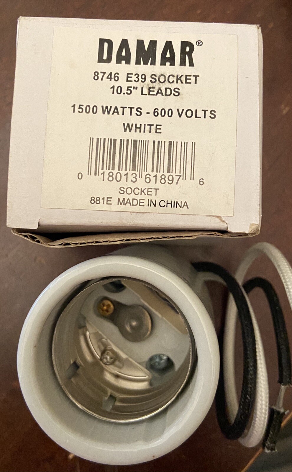 DAMAR E39 Light Socket White With 10.5” Leads 1500 Watts - 600 Volts | eBay