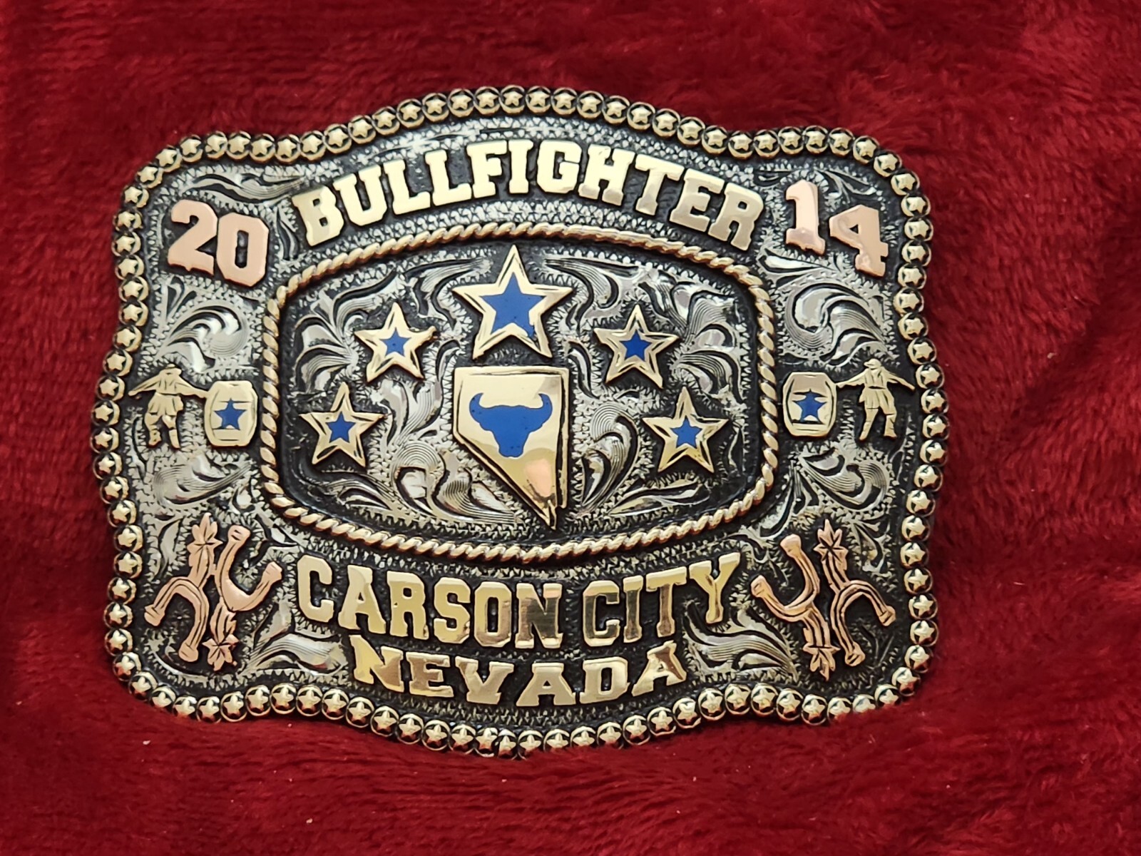 CHAMPION TROPHY RODEO BUCKLE☆PRO BULLFIGHTER☆CARSON CITY NEVADA☆2014 ...