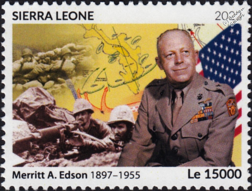 WWII Battle of GUADALCANAL USMC Merritt Edson Marines Stamp (2022 ...