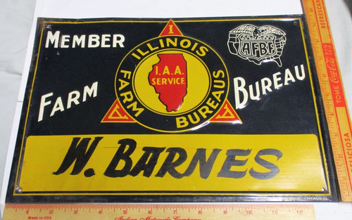 Illinois Farm Bureau sign vintage old embossed farming collectible made ...