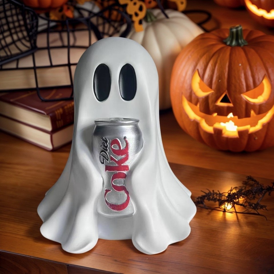 New COCA-COLA Ghost Figurine Holding Diet Coke Can Halloween No drinks ...