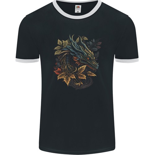 A Mens Fantasy Dragon In Nature Ringer T-Shirt FotL | eBay