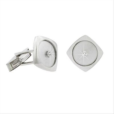 .925 Silver CZ Brushed & Polished Modern Mens Cufflinks | eBay