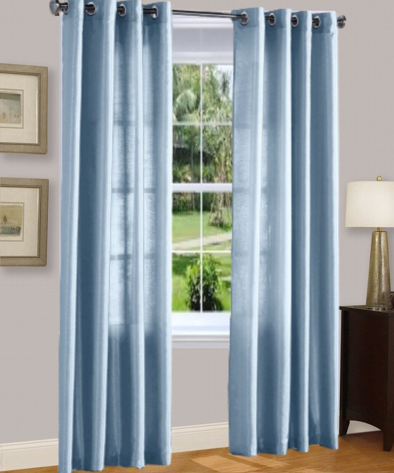 VERSATILE 2PC SET SOLID PANEL UNLINED WINDOW CURTAIN SEMI SHEER DRAPE ...