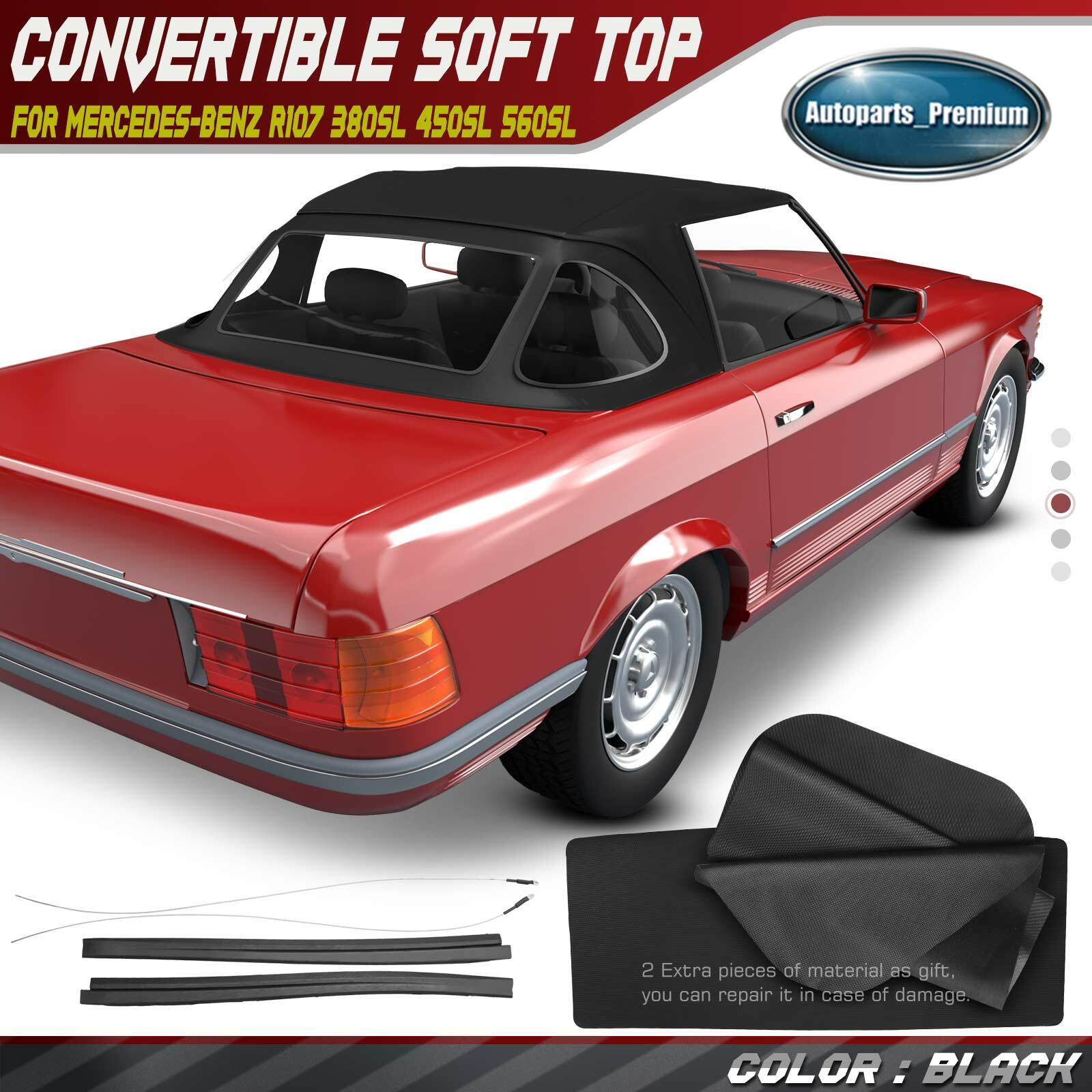 Black Convertible Soft Top with Clear Plastic Window for R107 380SL ...