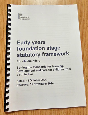 Nov 2024 Early Years Foundation Stage EYFS Statutory framework for ...