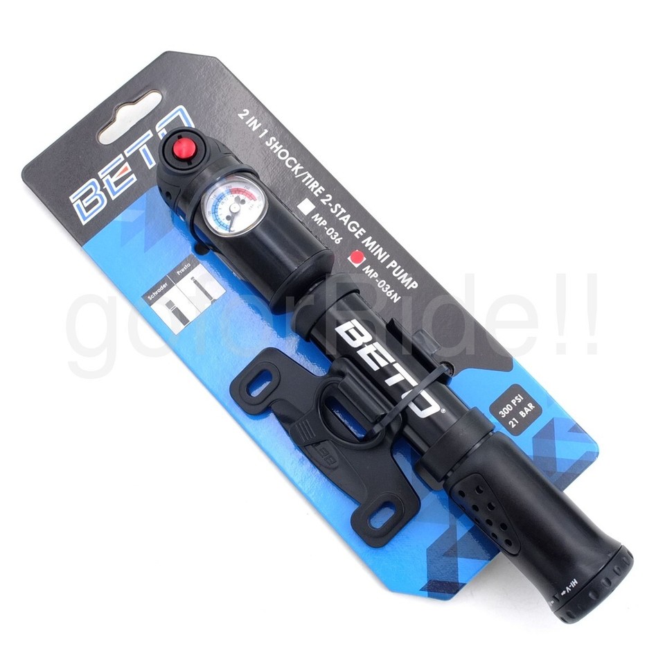 BETO High Pressure Bike Pump 300 Psi Shock 2 in 1, 2-Stage Pumps ...