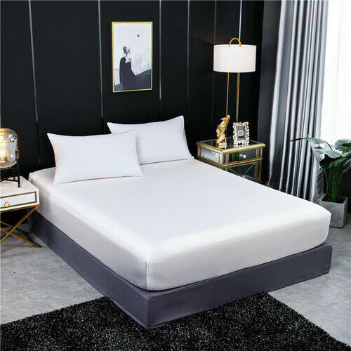 100% silk elastic band sheets luxury solid color mattress cover 2021 | eBay