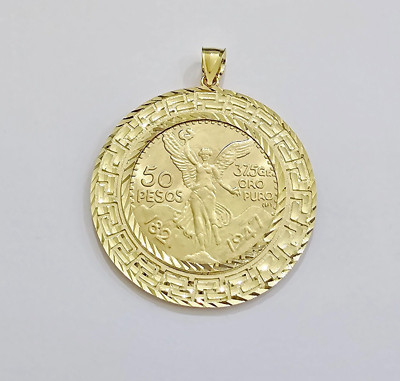 Centenario Coin Solid 10k Yellow Gold 50 Pesos 1947 Mexican Centenaro ...