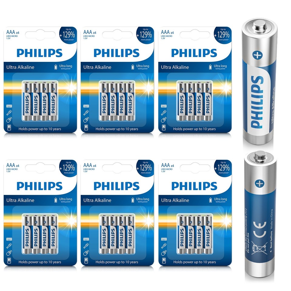 Philips 24Pack Professional Alkaline AAA Batteries Long lasting Triple ...