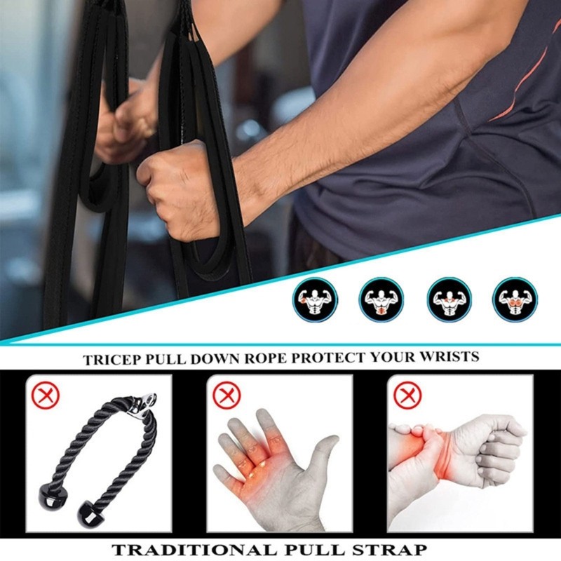 Tricep Rope Cable Attachment Extension Straps Long Tricep Rope with ...