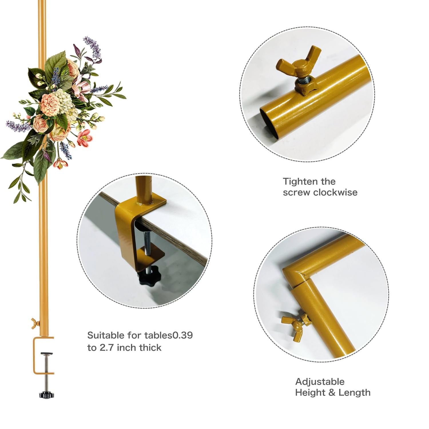 Gold Over the Table Rod Stand with Clamps Table Arch for Picnic Wedding ...
