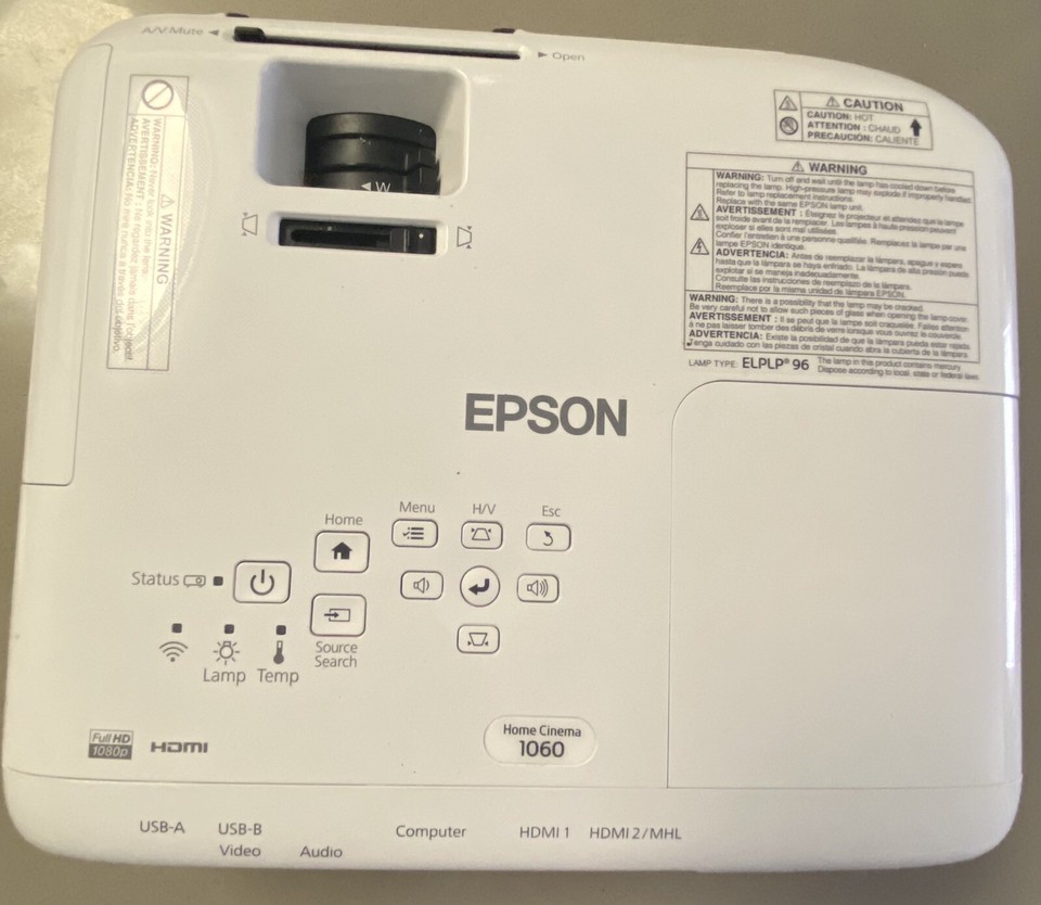 Epson Home Cinema 1060 1080p Full HD 3LCD Home Theater Projector ...