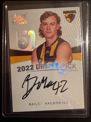 2023 AFL Select Legacy Platinum DPS Signature BAILEY MACDONALD 07/40 ...