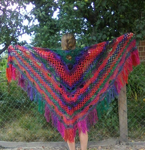 New Hand Crocheted Multicolored Virus Shawl Wrap Scarf | eBay