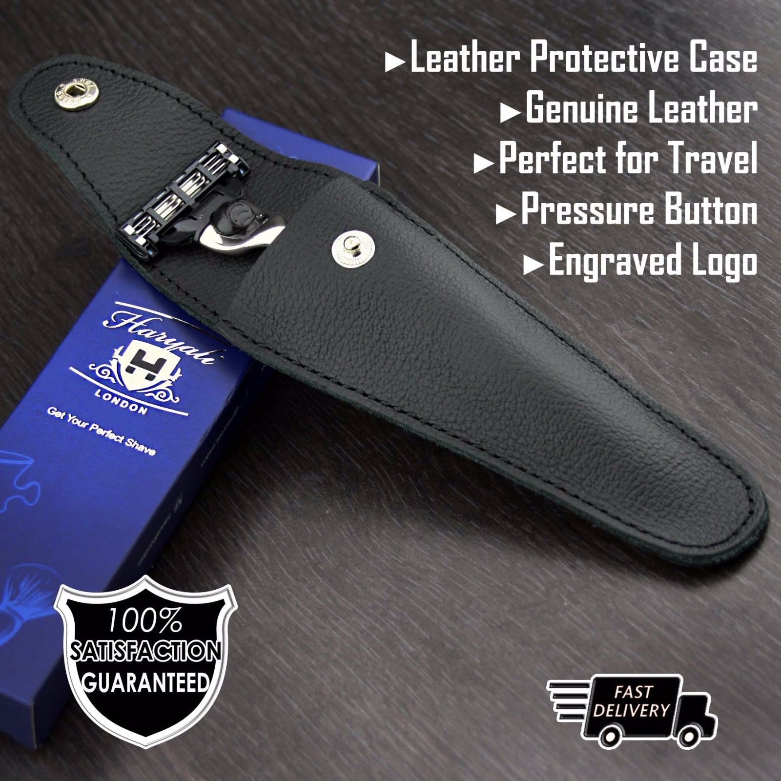 Premium Triple Edge Blade Razor & Leather Case | Men's Wet Shaving ...