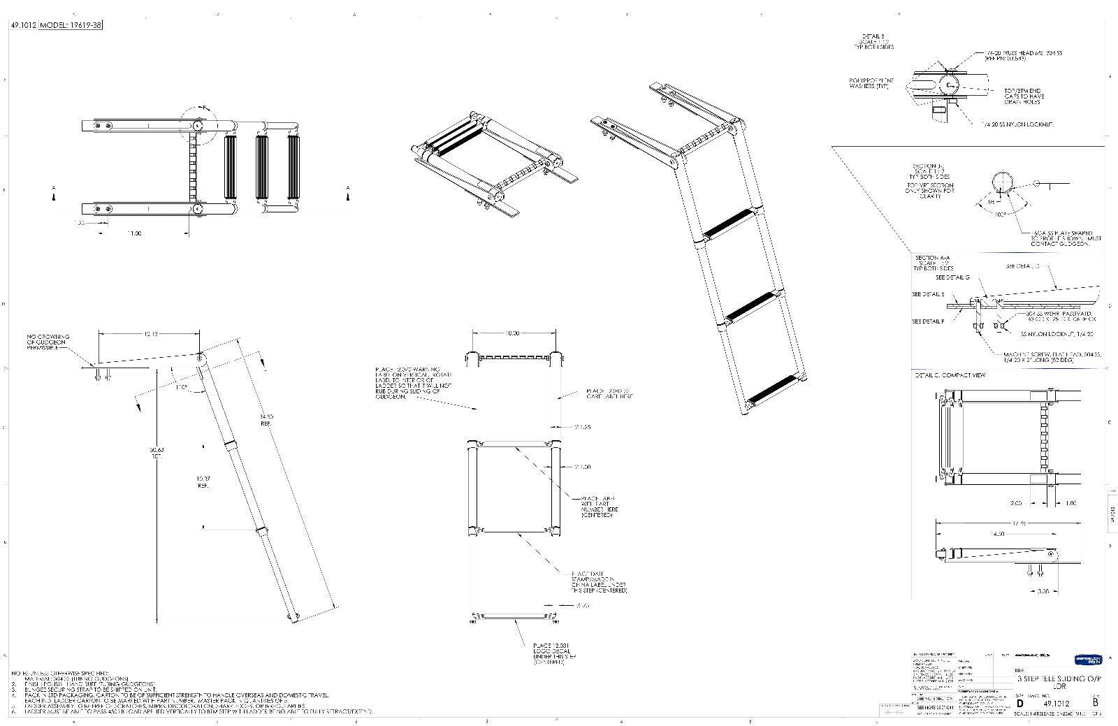 Garelick Swim Platform Telescoping Boat Ladder 19619-38 | 32 Inch 3 ...