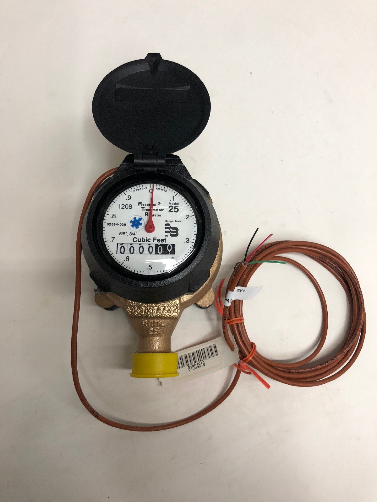 Badger 5/8x3/4 M25 Brass Water Meter RTR Cubic Feet. | eBay