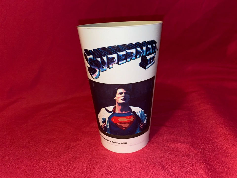 Vtg 1983 Superman III 3 Plastic Drink Cup Steak N Shake 7up Christopher ...