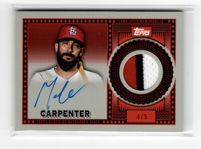 Matt Carpenter 2021 Topps Reverence Auto Game Used Patch Red #/5 SSP ...