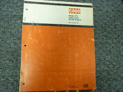 Case Model 475 Cable Layer w/ 336 Engine Parts Catalog Manual Book PC ...
