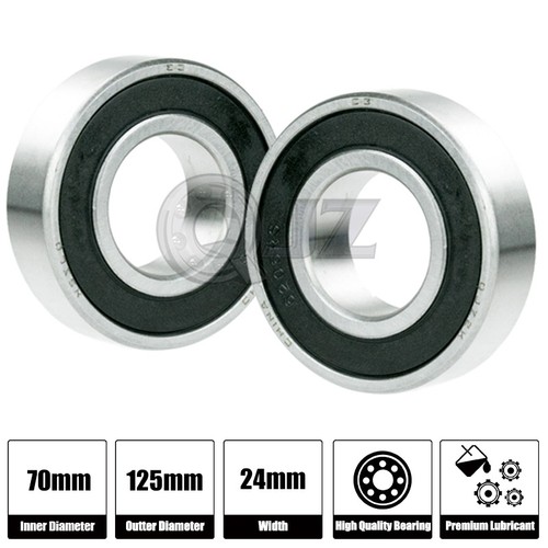 2x 6214-2RS Ball Bearing 70mm x 125mm x 24mm Rubber Seal Premium RS 2RS ...