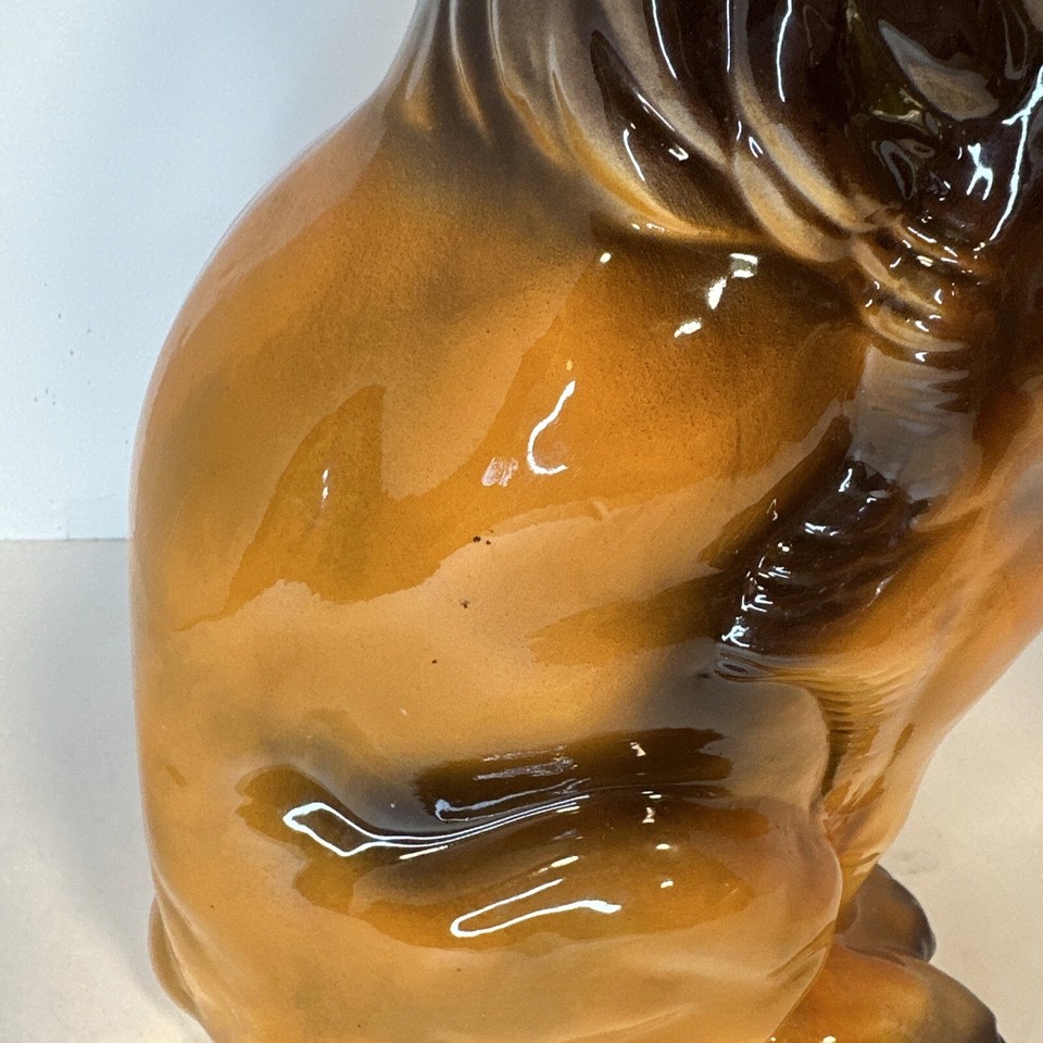 Vintage Ceramic Lion Statue 18” Brown Sitting Safari King of Jungle USA ...