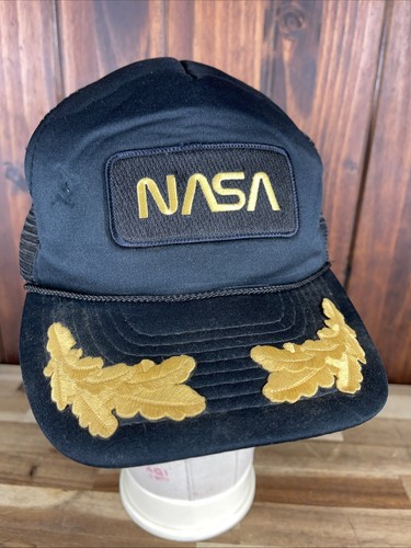 Vintage NASA Hat Men's Gold Leaf Mesh Snapback Hat Space Trucker Cap ...
