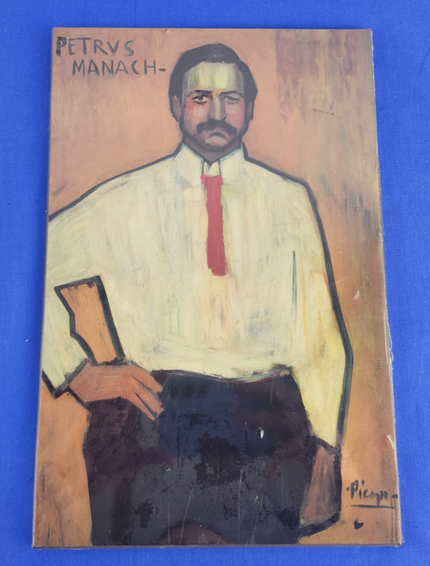 Vtg NOS Pablo Picasso Portrait of Pedro Manach Print on Wood 1717 | eBay