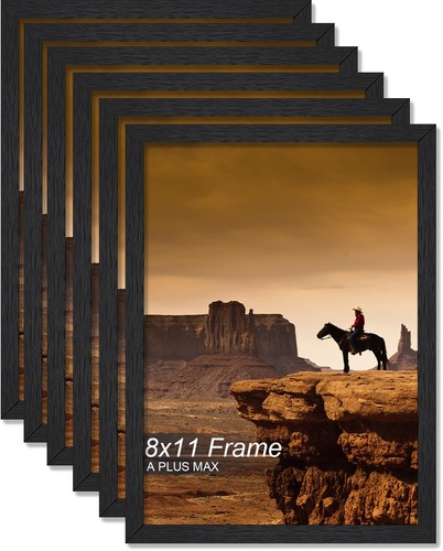 8x11 Picture Frame Set of 6, Black Engineered Wood Frame for 8 x 11 ...