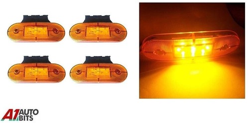 4x 24v Led Amber Orange Side Marker Lights Indicator Trailer Truck ...