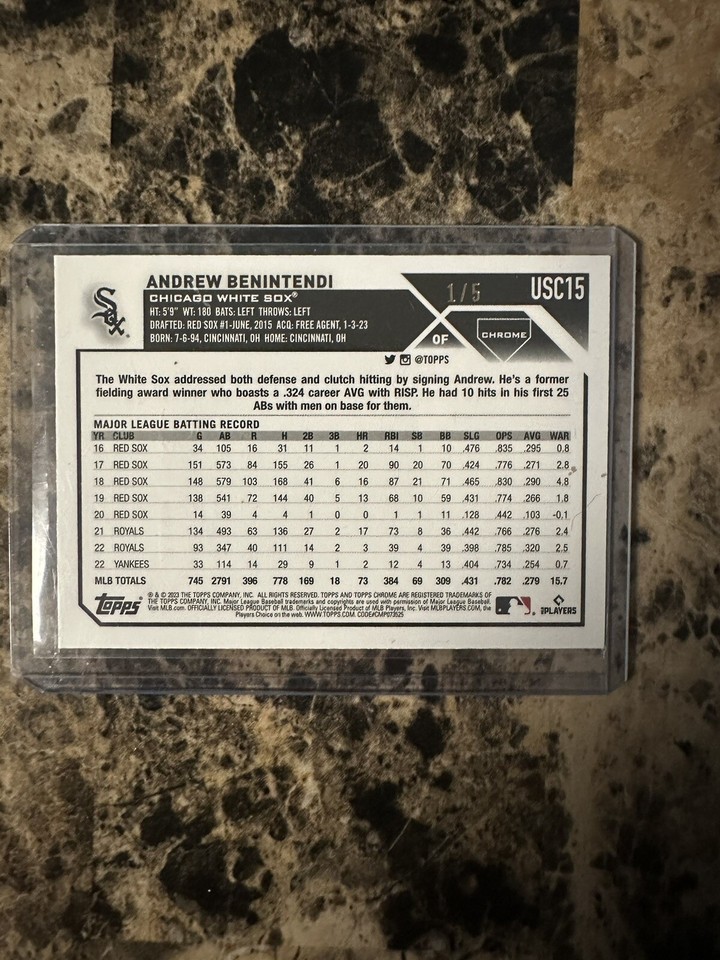 2023 Topps Chrome Update Andrew Benintendi Frozen Fractor SSP 1/5 First ...