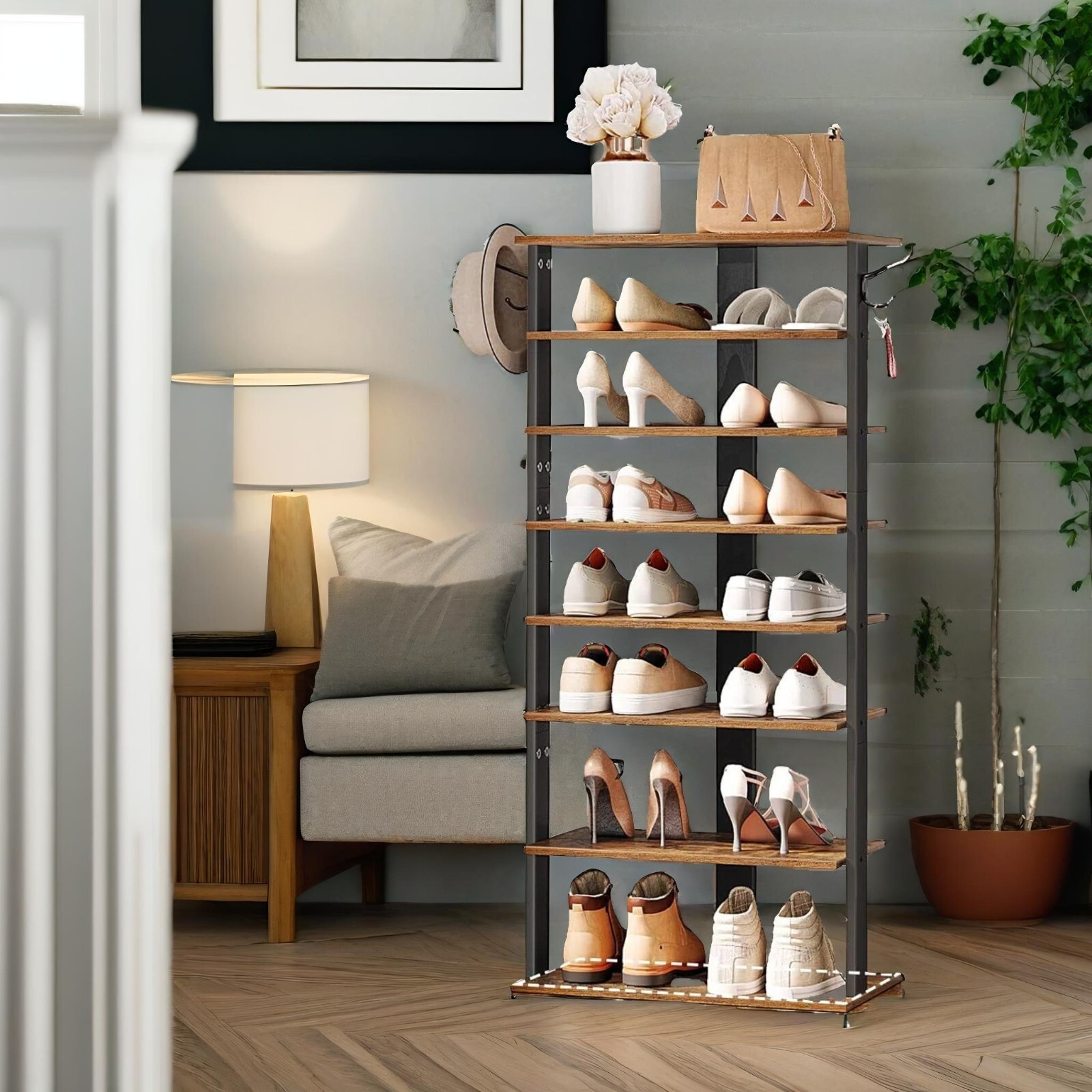 8 Tier Wide Shoe Rack, Shoe Storage, Shoe Racks Storage, Shoe Rack Tall ...