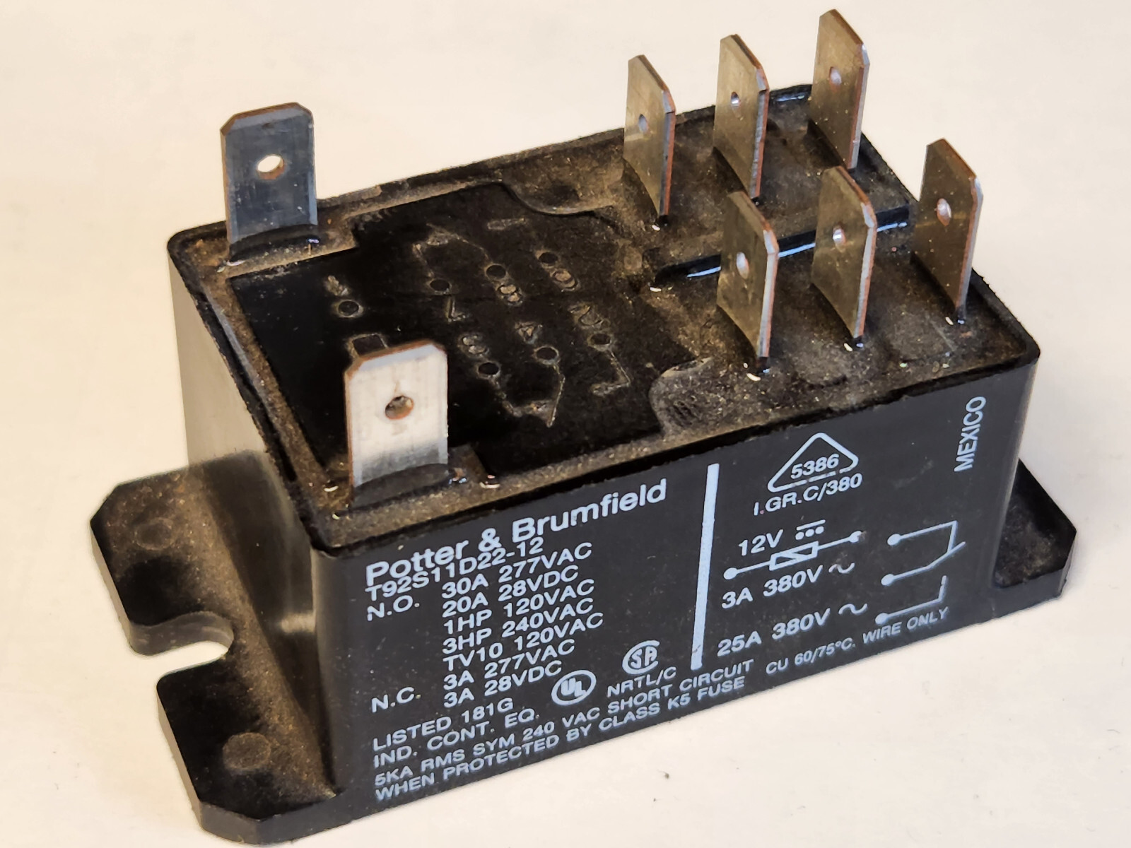Potter & Brumfield T92s11d22-12 Power Relay DPDT 12v DC 30a for sale ...