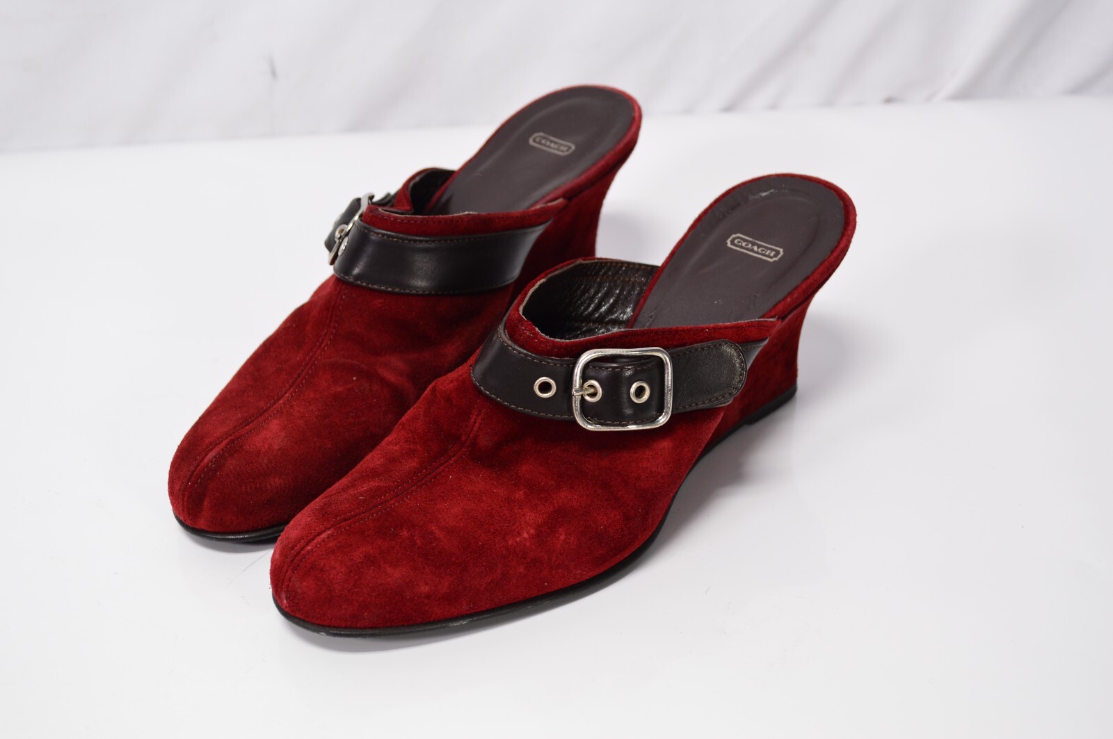 Coach Bethany Red Suede Slip on Wedge Sandal Size 8B - Gem