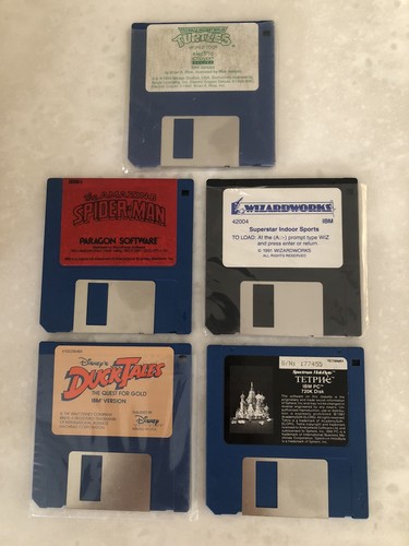 80s/90s IBM PC DOS Computer Games Lot Ninja Turtles, Spider-Man, Duck ...