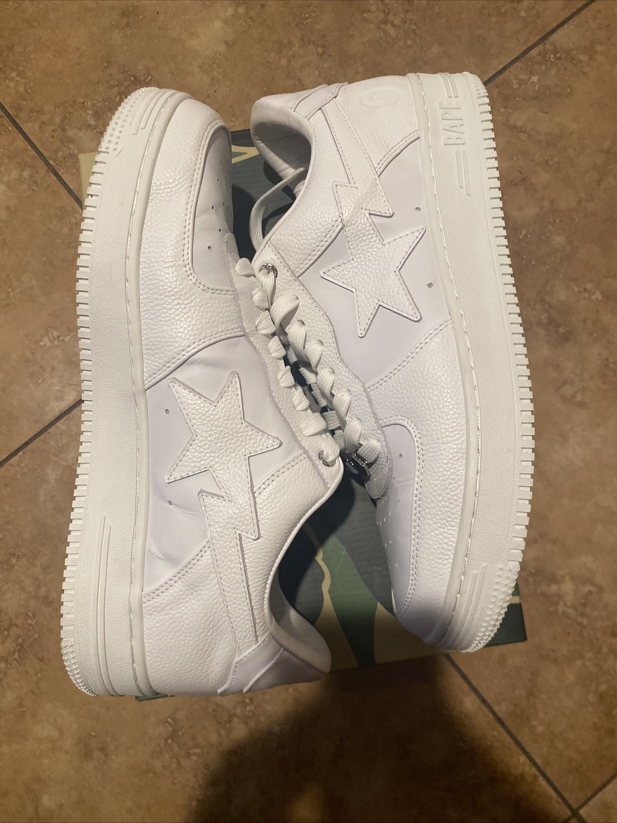 Triple White Bapesta Size 13-PREOWNED WITH BOX - Gem