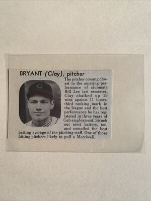 Clay Bryant Bob Garbark New York Giants 1939 Baseball WW MLB Panel | eBay