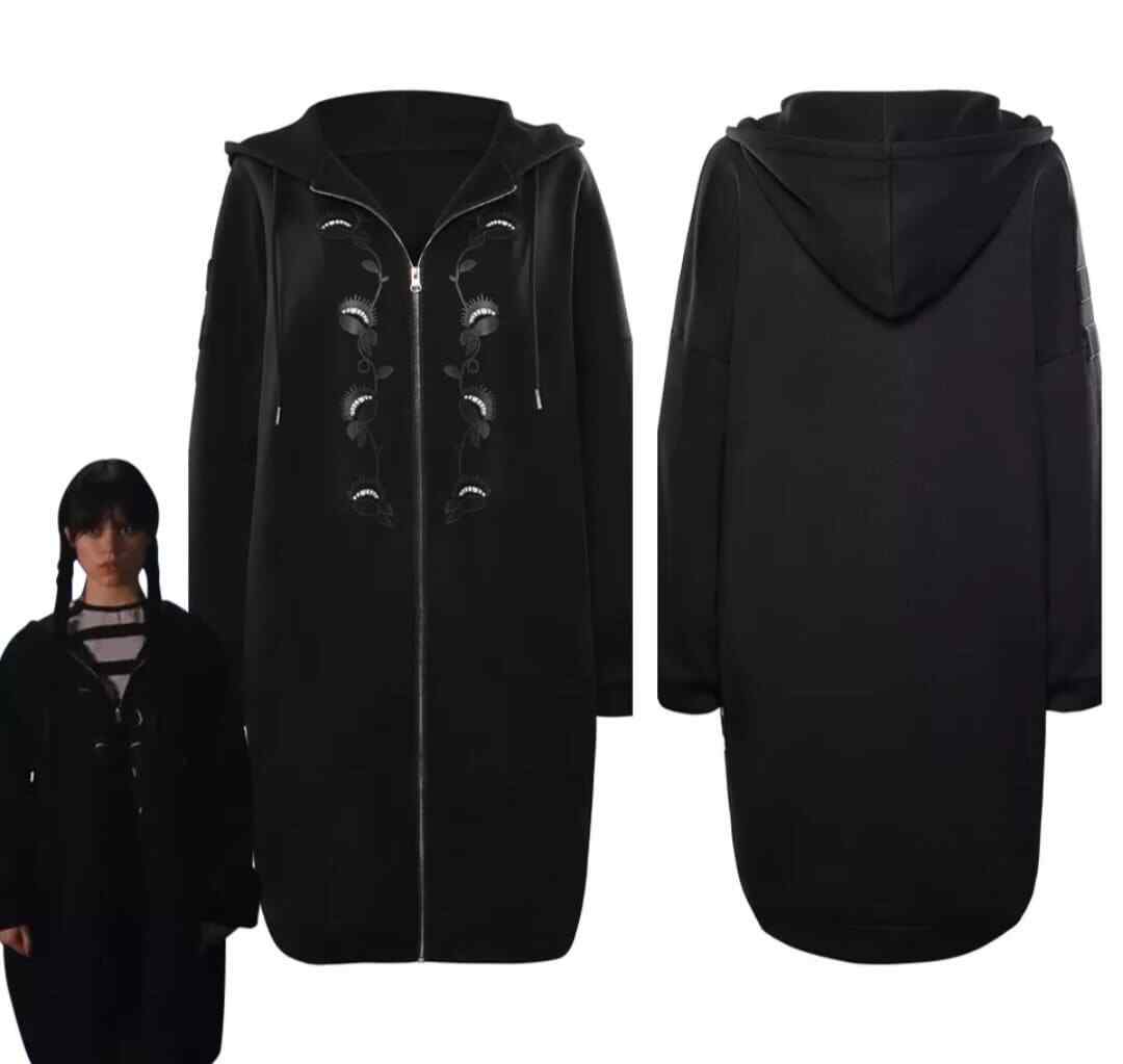 Wednesday Addams Coat Wednesday Cosplay Costume Long Hoodi Coat Outfits ...