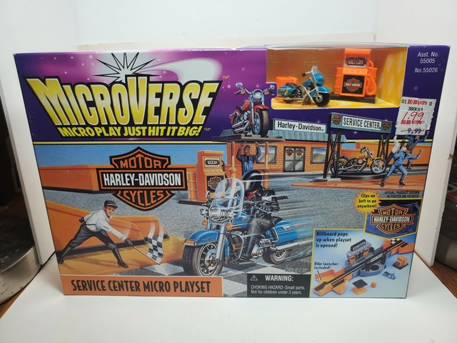 Kenner Microverse Harley Davidson Motorcycle Service Center Playset ...