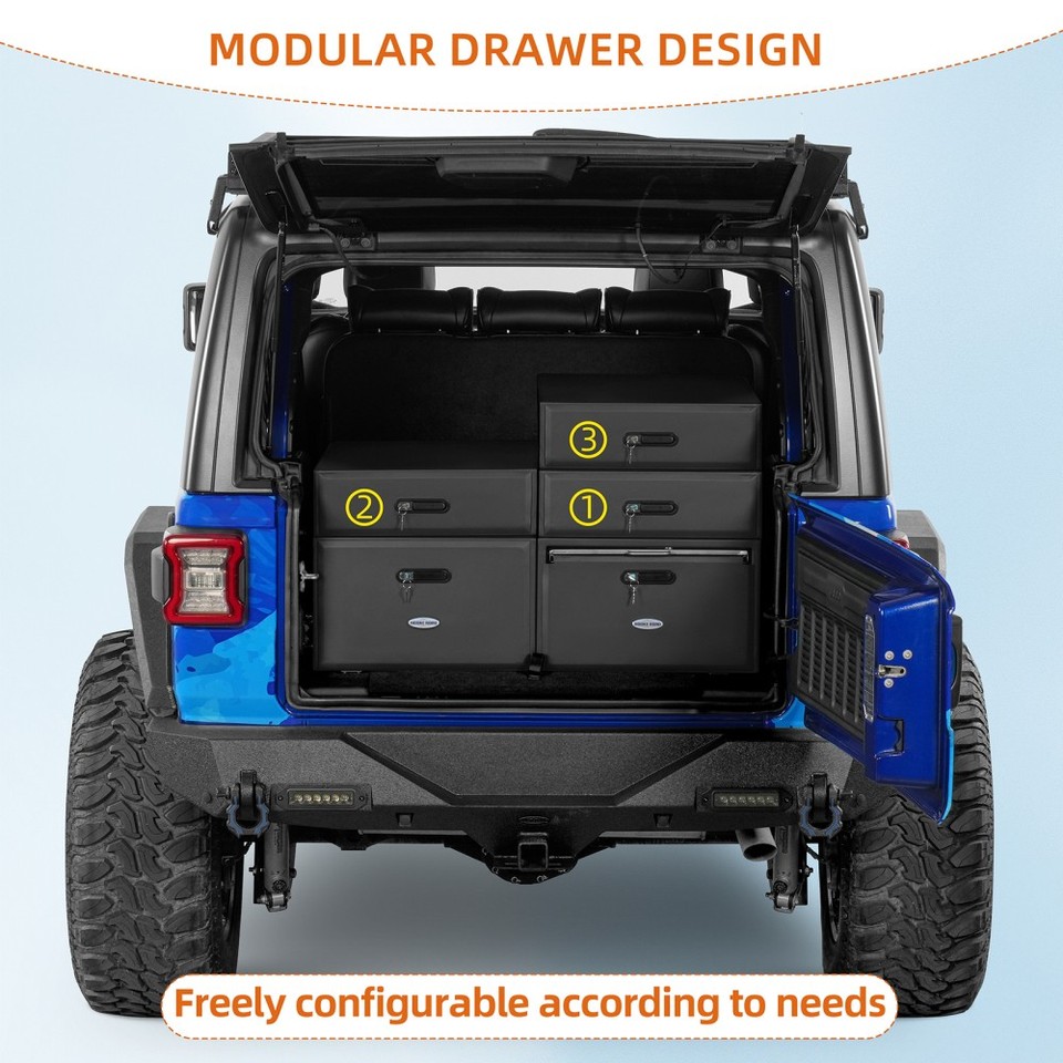 1x Storage Drawer Cargo Box Fit 2015-2025 Jeep Wrangler JK JL Ford ...