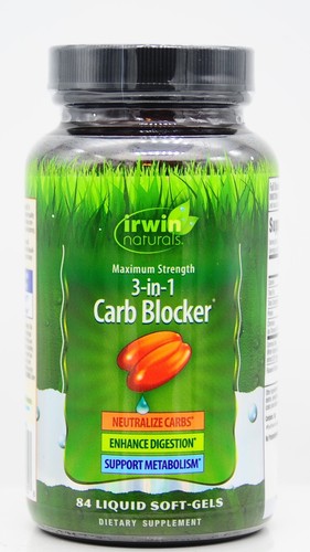 Irwin Naturals 3-in-1 Carb Blocker Maximum Strength 84 Soft-Gels EXP 09 ...