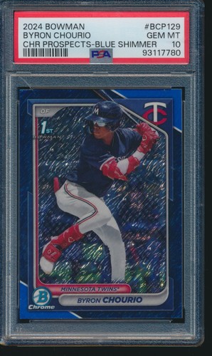 PSA 10 BRYAN CHOURIO 1st 2024 Bowman Chrome BLUE SHIMMER REFRACTOR/150 ...