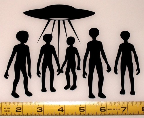 Alien Visitors UFO Scene! HQ Single Color High Gloss 6.75" x 5.25 ...