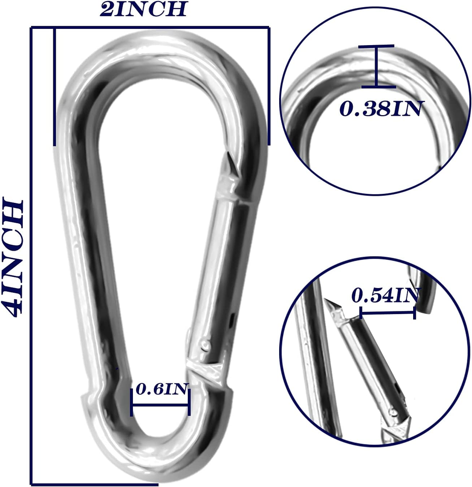 30Pack Heavy Duty Spring Snap Hooks 4Inch, 3/8” Carabiner Clips for ...